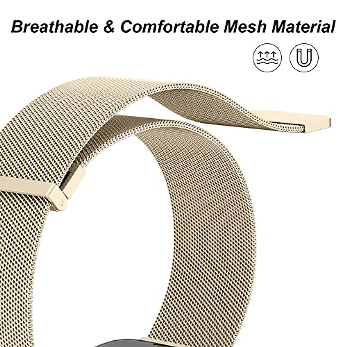 Vanjua Metal Band Compatible with Apple Watch Bands 41mm 40mm 38mm 42mm 44mm 45mm 49mm Women Men, Adjustable Stainless Steel Mesh Replacement Strap for iWatch Series Ultra 8 7 6 5 4 3 2 1 SE (38mm/40mm/41mm, Champagne Gold)