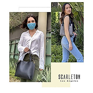 Scarleton Leather Tote Bag for Women, Womens Purses and Handbags, Reversible Tote Bags for Women, Purses for Women, H184220190103 - Black/Grey