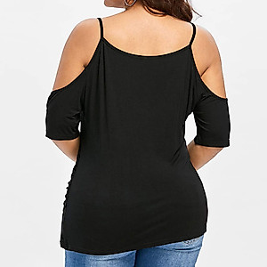 Womens Casual Blouse,Sexy Off The Shoulder Tank Tops Summer Loose T-Shirt Plain Pure Color Tops Flowy V Neck Tunic
