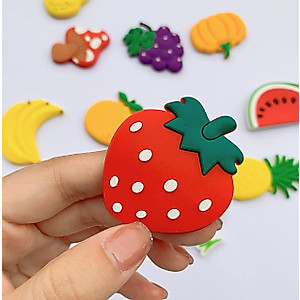 VLOOK Fridge Magnets for Toddlers Soft Rubber Safety Magnets for Kids Children Magnets Baby Magnetic Toys Educational Gift (Fruit)