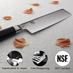 Shun Cutlery Classic Nakiri Knife 6.5", Ideal Chopping Knife for Vegetables and All-Purpose Chef Knife, Professional Nakiri Knife, Handcrafted Japanese Kitchen Knife
