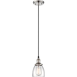 Nuvo Lighting 60/5404 Vintage Incandescent One Light Pendant Cone Clear Glass Polished Nickel