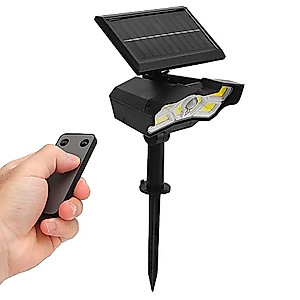 Kadimendium Bright Solar Flood Lights Auto Induction Multiangle Lighting 2 Brightness Modes Weatherproof 2400mAh Solar Landscape Spotlights for Yard (ASTEY-KXK-600-128COB)