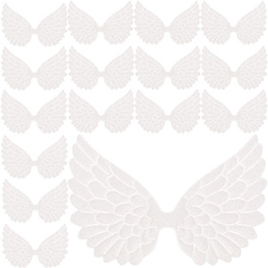 100 Pieces Angel Wings Glitter Angel Wing Cute Small Fabric Angel Wings Patches for DIY Crafts Projects Christmas Ornament Decoration (White)