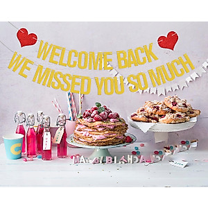 Welcome Back We Missed You So Much Banner, Welcome Back Family Party Decor, Welcome Home We Will Miss You Banner Decorations, Missed You So Much Banner Party Supplies Gold Red