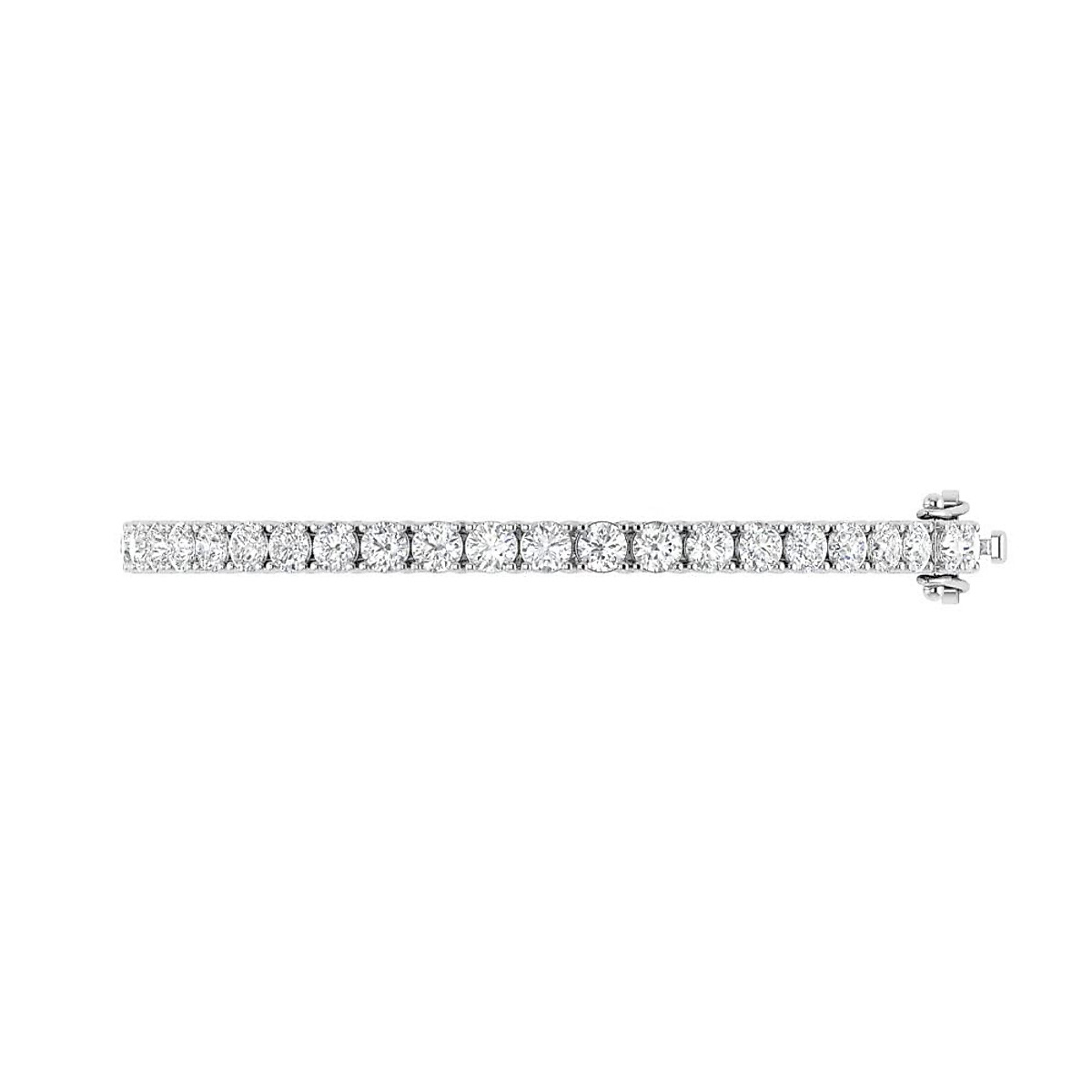 TwoBirch 18k White Gold Plated Tennis Bracelet 3MM with Round Moissanite (Sterling Silver, Size 7.5, 5.7 CT DEW)