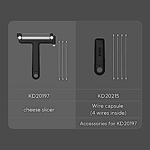 KITCHENDAO Replaceable Wire Cheese Slicer Cutter, 50% Stronger Wires with 2nd Gen Wire Fixing Mechanism, Adjustable Wire Cheese Cutter, Quick Replacement, Dishwasher Safe, with 3 Extra Wires