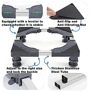 WBD WEIBIDA Mini Fridge Stand Adjustable Refrigerator Stand with 4 Strong Feet Universal Washer and Dryer Stand Heavy Duty Washing Machine Pedestal Fridge Platform for Dorm Appliance Universal Base