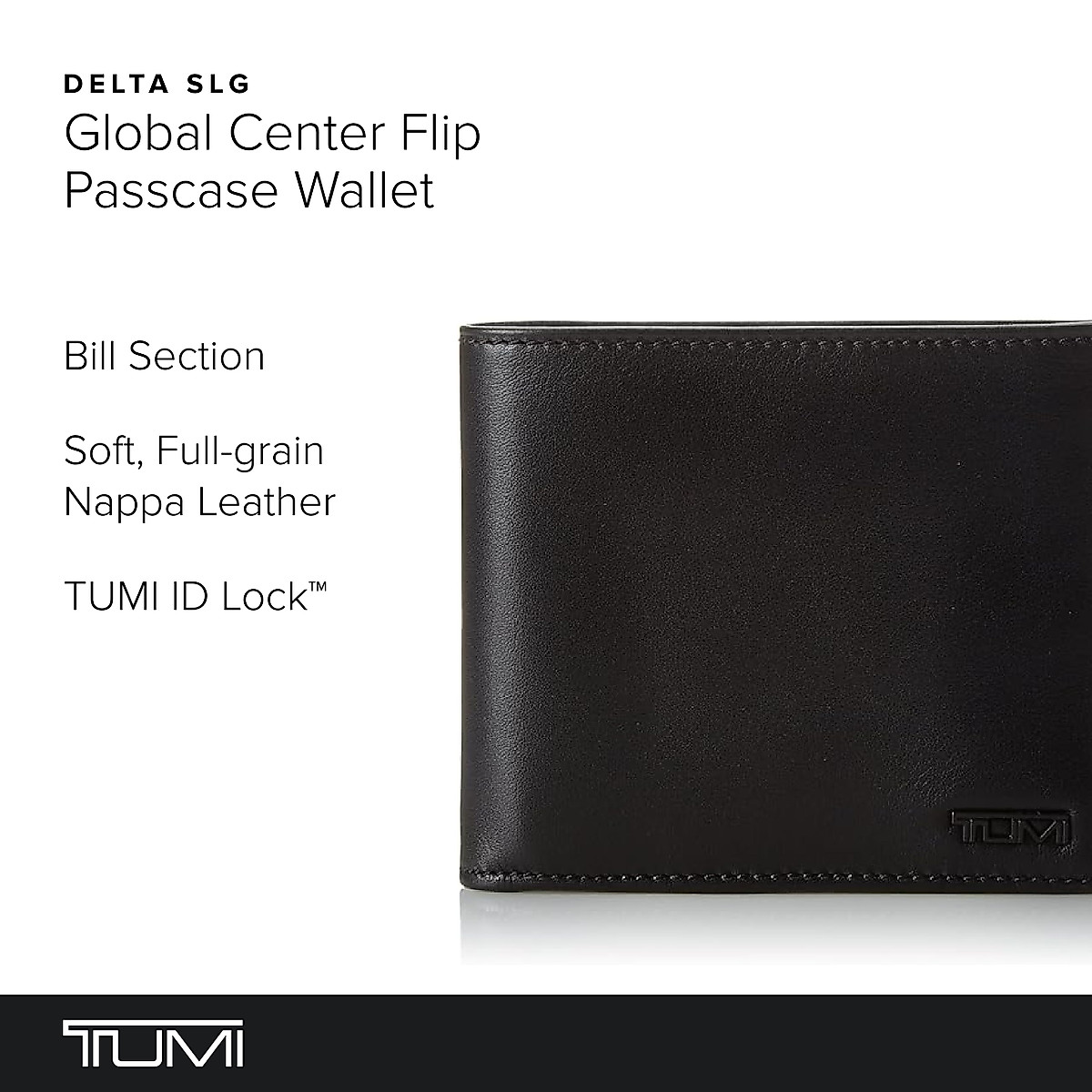 TUMI - Delta Global Center Flip Passcase Wallet with RFID ID Lock for Men - Black