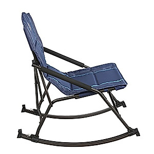 TIMBER RIDGE Folding Rocking Camping Chair with Hard Armrests, Portable Outdoor Rocker for Patio, Garden, Lawn, Supports up to 250 lbs, Blue