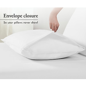 California Design Den King Size Pillowcases - 100% Cotton, Set of 2 Soft & Cooling Sateen Weave Cases, for King Size Pillows - Bright White