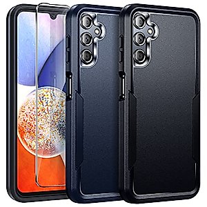LK for Samsung Galaxy A14 5G Case, Galaxy A14 5G Case with Screen Protector, Dual Layer Heavy Duty Tough Rugged Shockproof Protective Phone Case for Samsung A14 5G, Black