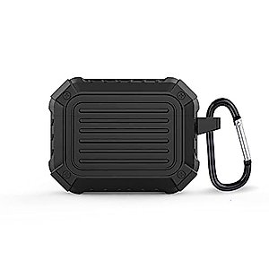wanghe Soft Silicone Armor Protective Shock-Resistant Airpods 3 Case Cover Compatible with Apple Airpods Pro Charging Case with a Key Chain - Black
