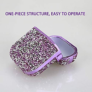 Superious Crystal Protective Compatible with AirPod 1 Case, AirPod 2 Case, Drop Proof Protection, Wireless Charging, Bling, Glitter, and a Keychain with a Cute Twist (Purple)