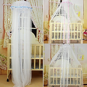HEVIRGO Bed Canopy Mosquito Net, Hanging Travel Netting Curtains, Play Tent Bedding, Baby Bed Mesh Dome Curtain Mosquito Net Durable Toddler Crib Cot Canopy Bed Net - Beige