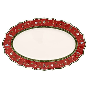 Villeroy & Boch Serving Dish, Porcelain, Multi-Colour, 38 x 23.5 x 0.1 cm, Red, Oval