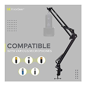 Knox Gear Microphone Suspension Studio and Home Recording Podcasting Mic Stand (Fits All Microphones and Shock Mounts)
