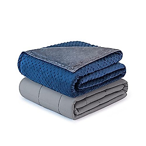 ART DEMO Home Weighted Blanket Heavy Hugging Warm Blanket, with Removable Cover, 12lb, Twin Size Bed 48''×72'' for Individual Between 110-140 lbs, Navy (WB-TWIN-NV-12LB)