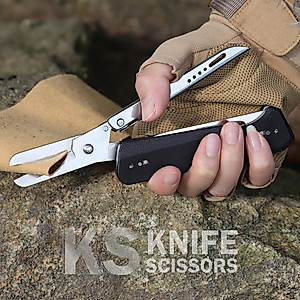 Roxon S501U Folding Pocket Scissors and replaceable Knife blade with belt clip, 2 in 1 Multi-tool for Outdoors, Camping, Hiking, Survival, Rescue, Hunting, Durable & Lightweight EDC