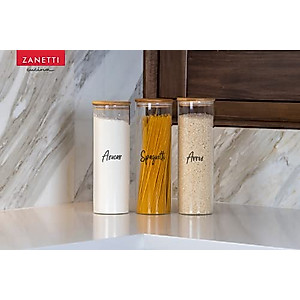 Zanetti Pantry Labels for Food Containers, Kitchen Food Labels for Storage Canisters & Jars, in Spanish (Black)