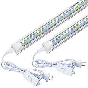 CNSUNWAY 2FT LED Shop Light, 20W 2500LM 6500K Super Bright, T8 LED Light Fixture, Clear Cover, Ceiling and Utility, V Shape, Linkable Tube Lights for Room, Garage, Workbench (2 Pack)