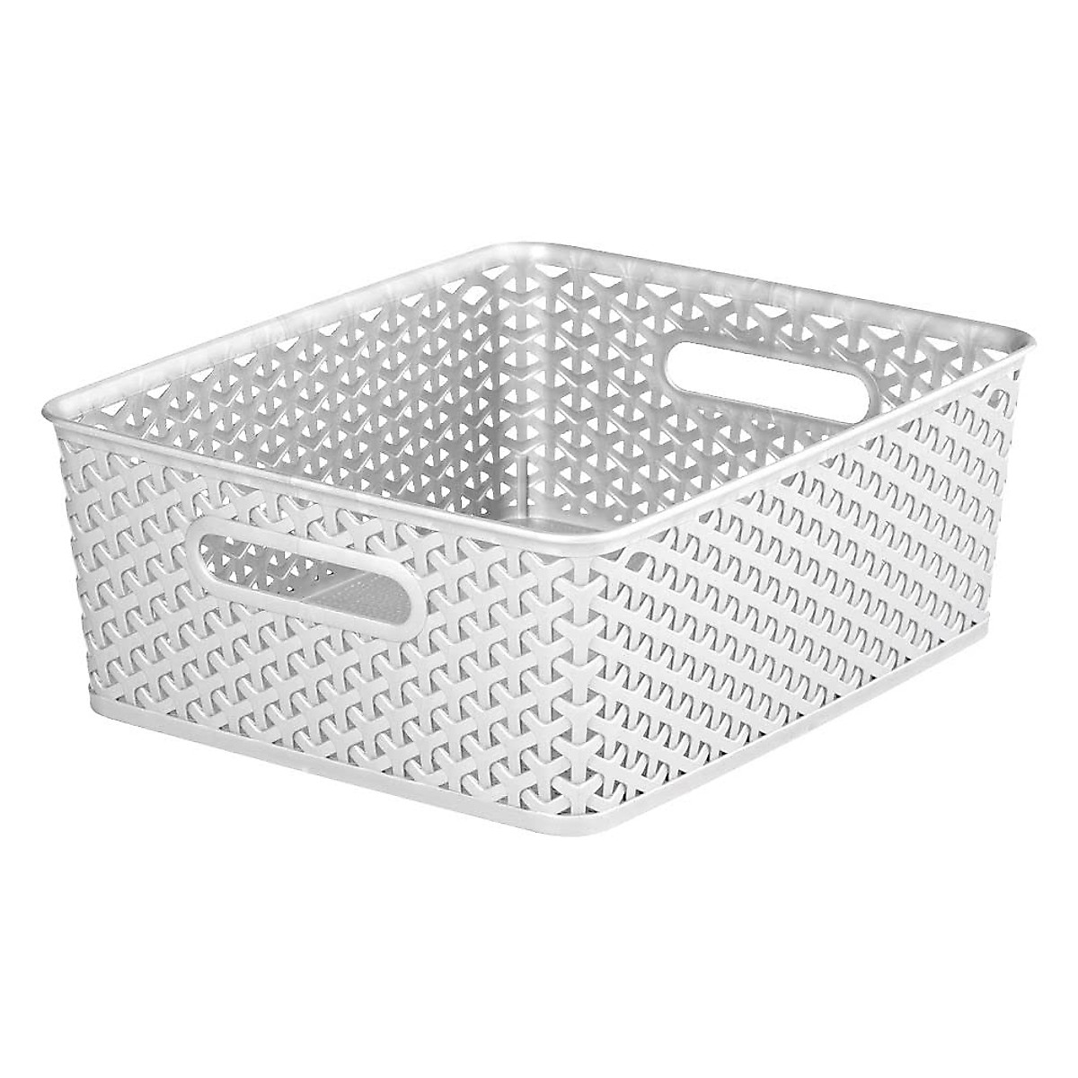 Rethink Your Room Set of 3 Large Plastic Open Storage Basket, 14 x 12 x 5 Inches, Durable Pantry and Kitchen Organization Bins for Organization, Desktops Countertops Bathroom Home, Bright White
