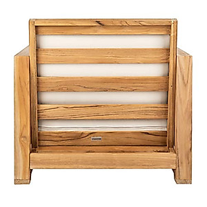 SAFAVIEH Couture Patio Guadeloupe Natural Brazilian Teak and White Outdoor Club Chair