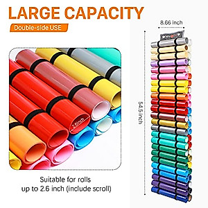 HTVRONT Vinyl Storage Organizer, Vinyl Roll Holder Holds Up to 48 Rolls, Grey Craft Vinyl Organizer Wall Mount/Hanging Over the Door, Vinyl Roll Storage for Home Craft Room