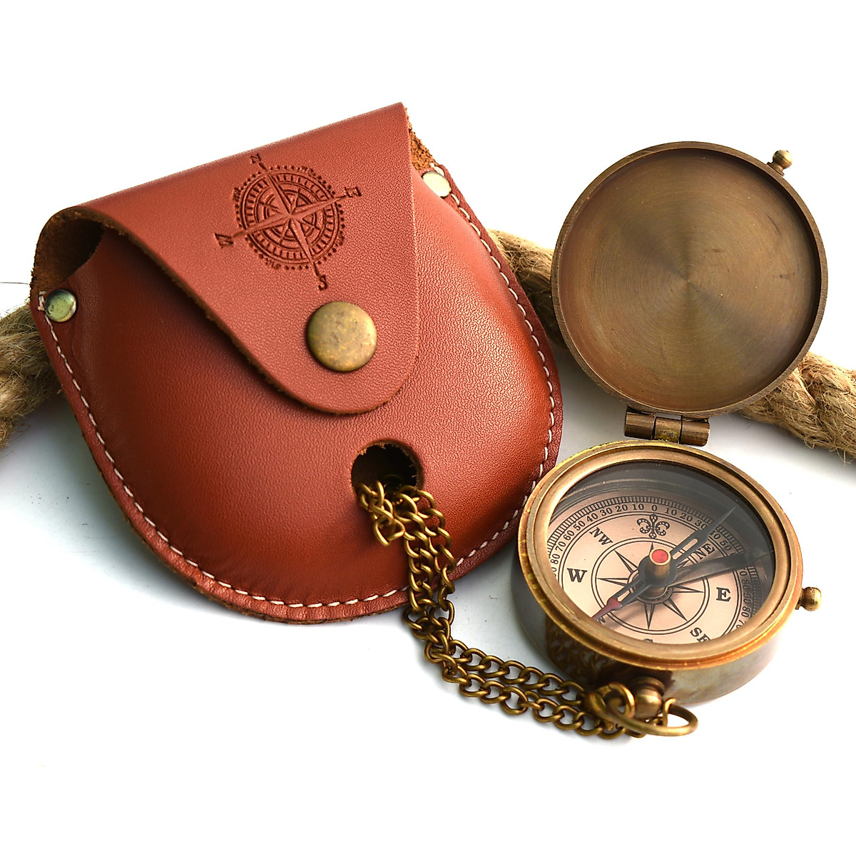 Be Strong and Courageous (Joshua 1:9) Brass Compass with wooden Box-Engraved Scripture Prayer Compass Religious Gift for Men & Women - Baptism, Confirmation, Communion Compass for Boys Graduation Gift