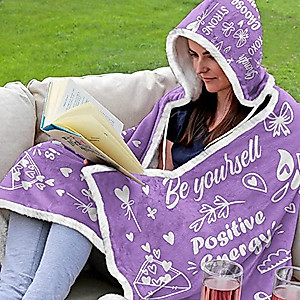Inspirational Gifts for Women - Spring Summer Soft Blanket Hoodie - Mother 's Day Gifts for Friends Mom Sister Coworker Female Women Her Wife - Birthday Gifts for Women - Big Hug Fleece Hooded Blanket