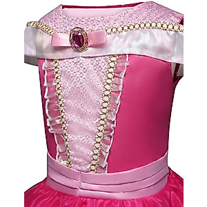 GJDAMFD Little Girls Elegant Pink Princess Dress up Clothes Halloween Birthday Party Costumes Kids Girls Dresses 5-6 Years