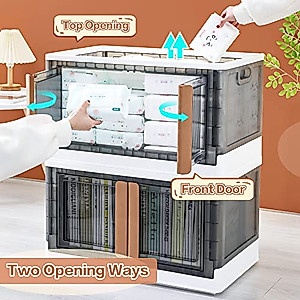 DILIBRA 3 Packs Storage Bins with Lids, 19 Gal Stackable Closet Organizers and Storage with Wheels, Large Collapsible Plastic Toy Storage Boxes Storage Containers for Home Office Dorm Room Organizing
