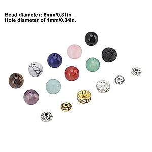 Natural Stone Beads, 240 Pcs Natural Crystal Jewelry Beads, 8mm Round Stone Beads,10 Styles Multicolors,Crystal Chips Gemstone Beads Kit for Jewelry Making