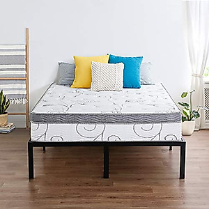 Sleeplace SVC12SM01 12 in Pegasus Euro Box Top Spring Mattress, Queen, White, Grey