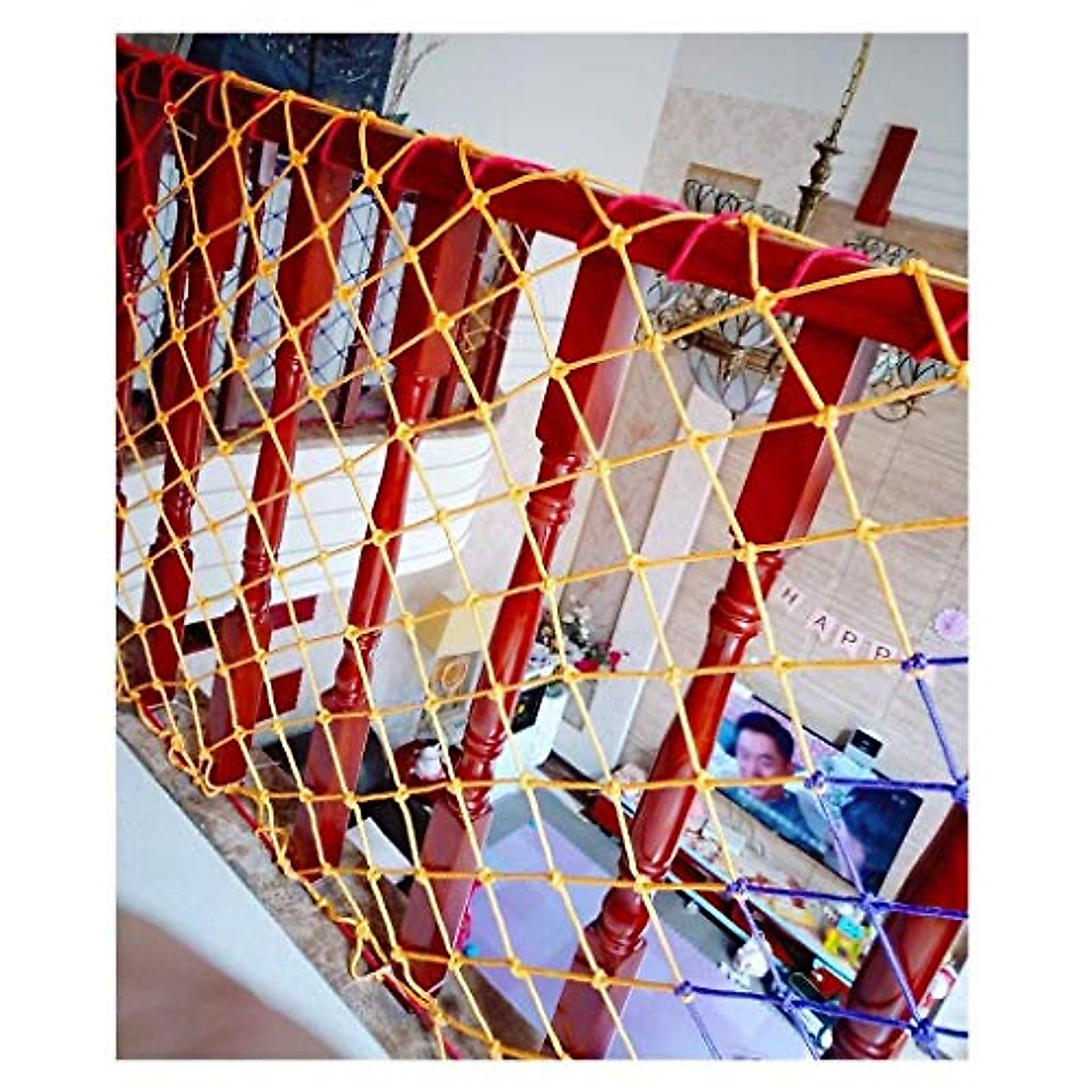 MAGFYLY Banister Guard net Child Safety Net Stair Fall Protection Netting Balcony Protection Nets Indoor and Outdoor Fence Net Yellow Nylon Rope Net Climbing Net Garden Decorative Fence Net 2x3m