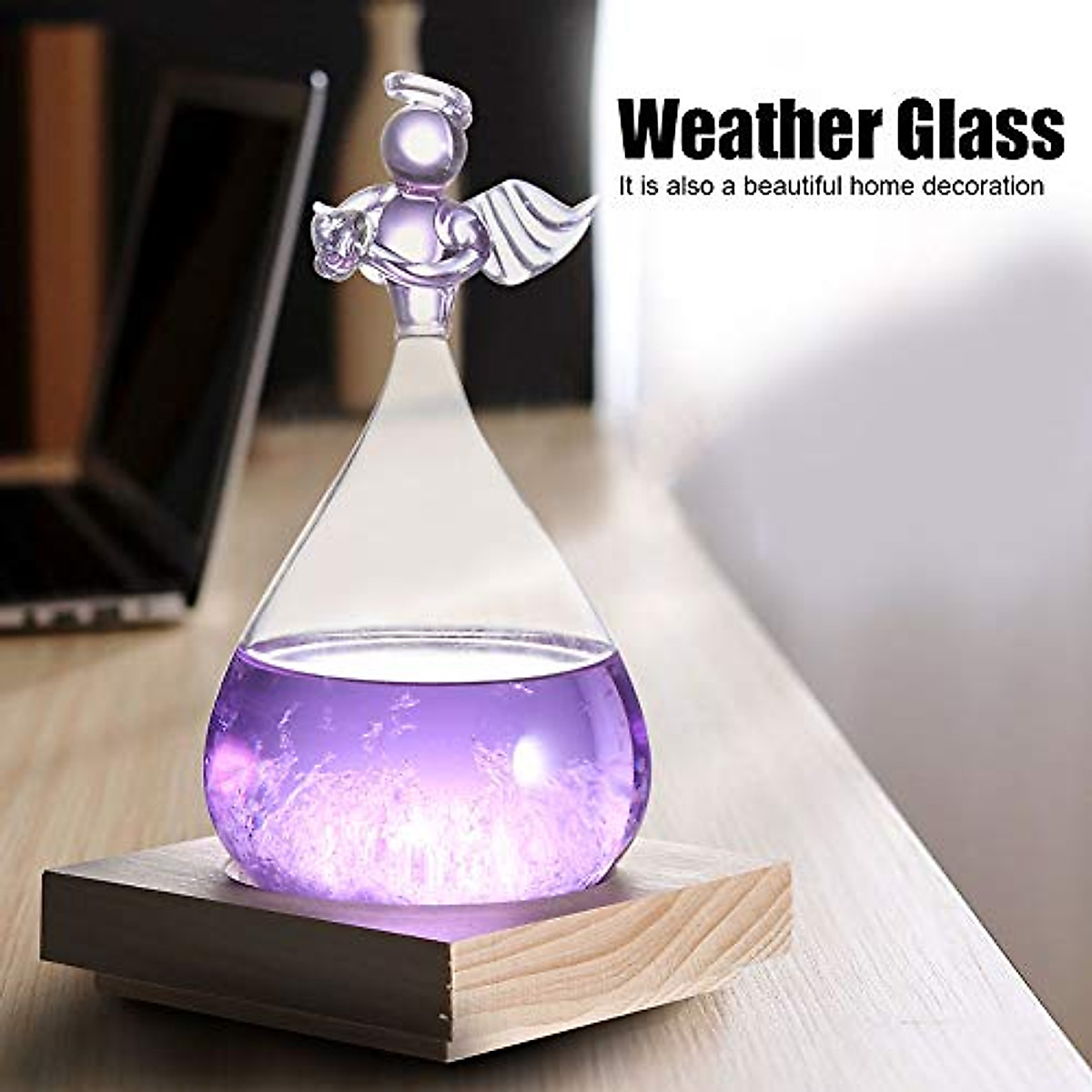 TITA-DONG Innovative Angel Storm Decor, Weather Forecast Glass Bottle Weather Decorative Bottle, Water Droplets Windstorm Glass for Home Office Decoration Valentine's Day Gift(Purple)