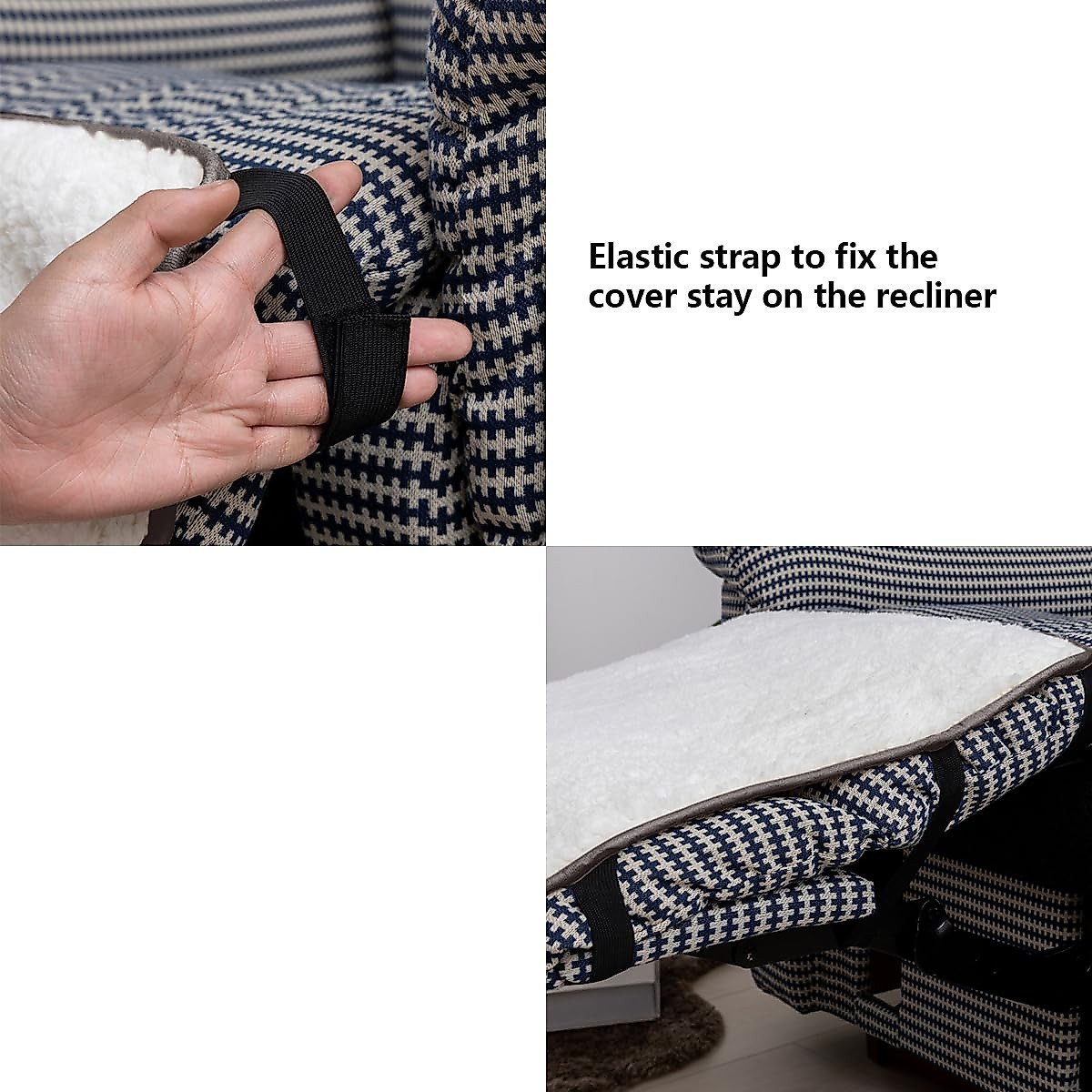 STONECREST Heated Recliner Chair Cover for Footrest (White Sherpa/Back Beige, 20x23)