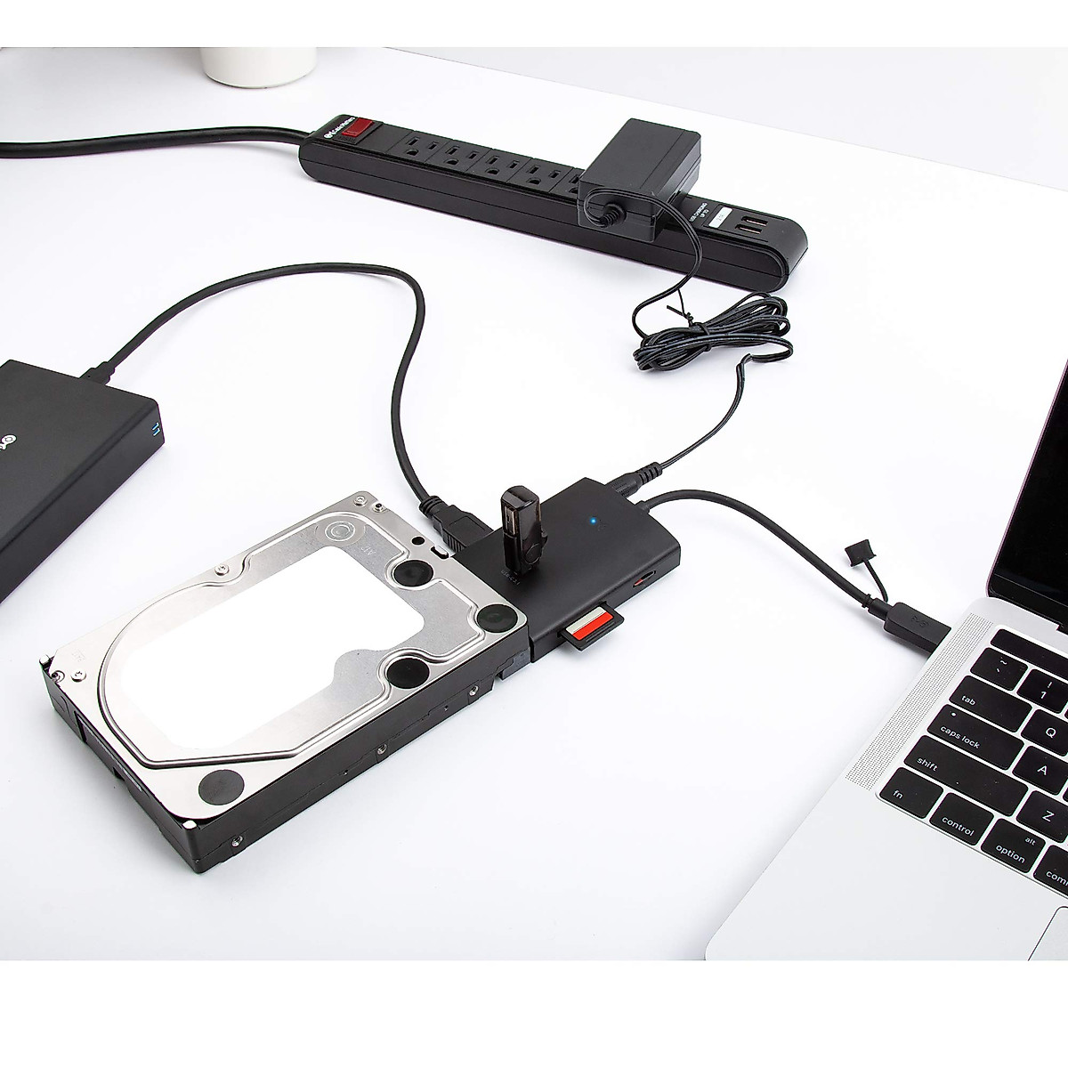 Cable Matters 10Gbps USB C Multiport Adapter (USB C Hub) with USB-A, USB-C, MicroSD and UHS-II SD Card Reader, 2.5 3.5 Inch SATA Hard Drive Reader -Thunderbolt 4 / USB4 / Thunderbolt 3 Port Compatible