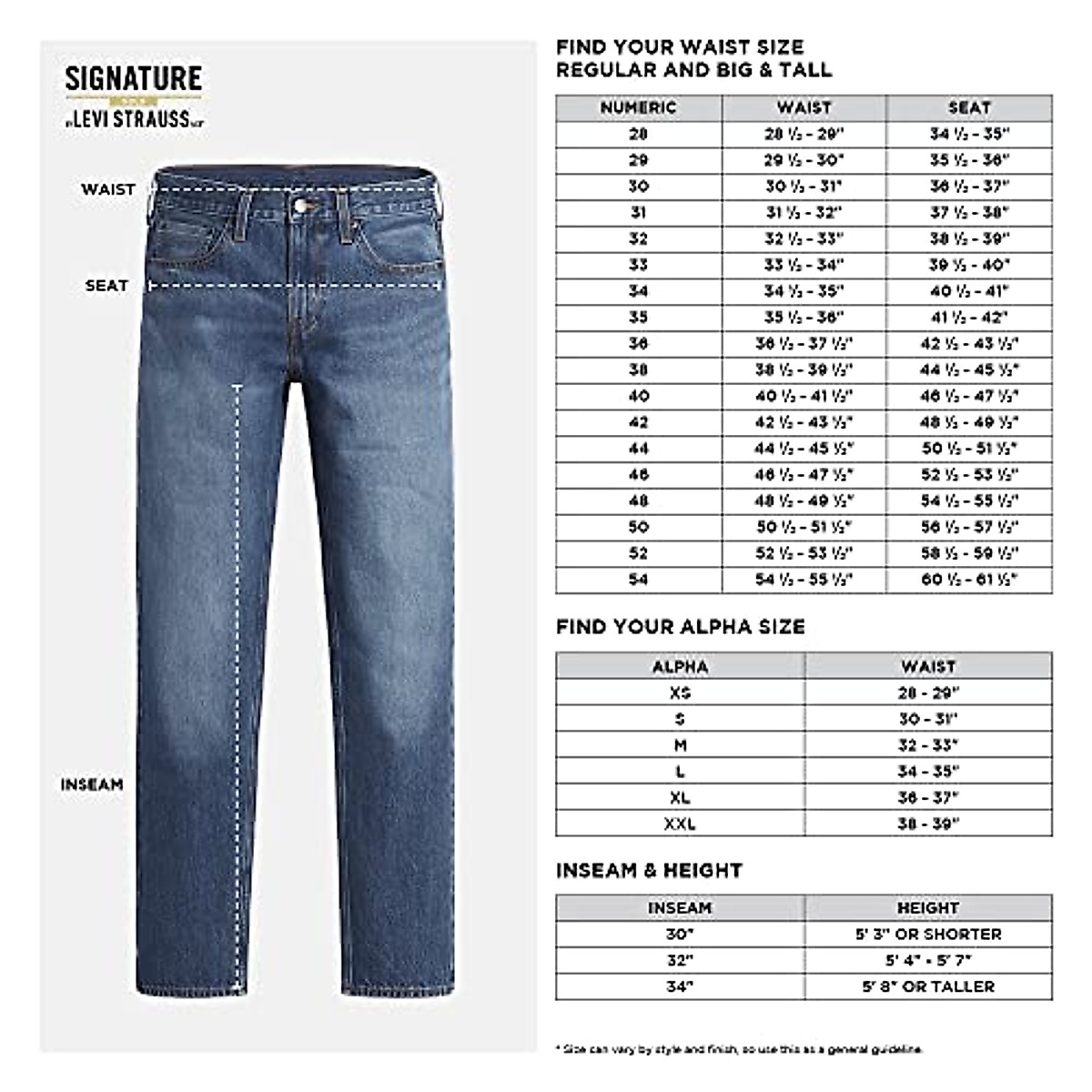 Signature by Levi Strauss & Co. Gold Label Men's Relaxed Fit Flex Jeans (Available in Big & Tall), Headlands, 42W x 32L