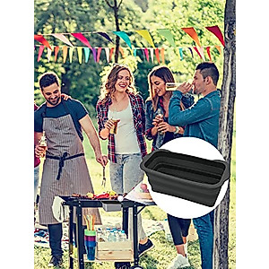 ANPHSIN 2pcs Silicone Grease Cup Liners for Blackstone, Reusable Foldable Grill Drip Pan Liners, Grease Catchers Trays Compatible with Blackstone 36/30/28/22/17inches Griddle (Black 8 x 4 x 3 in)