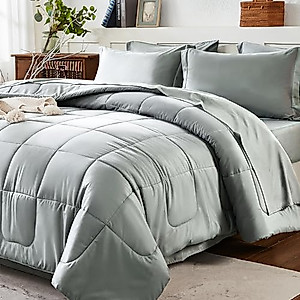 Aemicion Delincay Twin Size Comforter Set 5 Pieces Bedding Sets All Season Soft Microfiber Down Alternative Blanket Bedroom Comforters with Grey Comforter, Sheets, Pillowcases & Shams