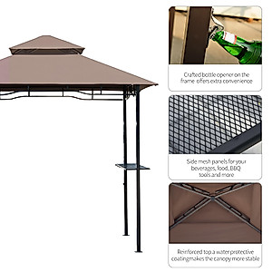 Outsunny 8' Patio BBQ Grill Gazebo Canopy with 2 Tier, Flame Retardant Cover, Large Storage Work Platform and Stylish Utility