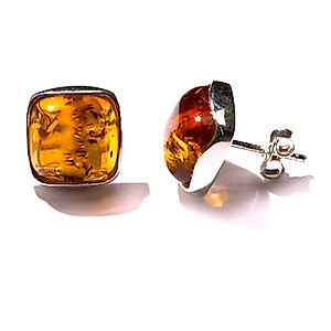 Ian and Valeri Co. Amber Sterling Silver Perfect Square Stud Earrings