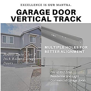Garage Door Vertical Track Replacement – Set of Left and Right for 7 Foot Tall - Galvanized Steel Hardware Door Rails for Residential/Light Commercial Side Tracks for 2-inch Rollers