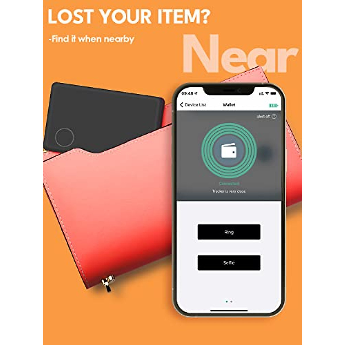 Slim Wallet Tracker Card Finder - MOSIYEEF Wallet Tracker Portable Wallet Finder with Bluetooth Technology Up to 250 Ft Range - Phone Finder iOS and Android Compatible - Camera Remote for Selfie Mode