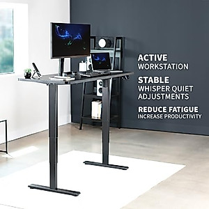 VIVO Electric Height Adjustable 60 x 24 inch Memory Stand Up Desk, Black Solid One-Piece Table Top, Black Frame, Touch Screen Preset Controller, 2E Series, DESK-KIT-2E6B
