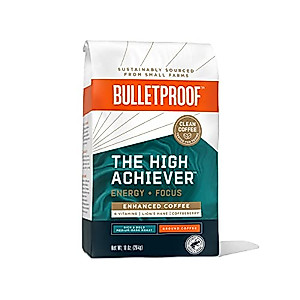 Bulletproof The High Achiever Ground Coffee, 10 Ounces, Medium-Dark Roast Enhanced Coffee
