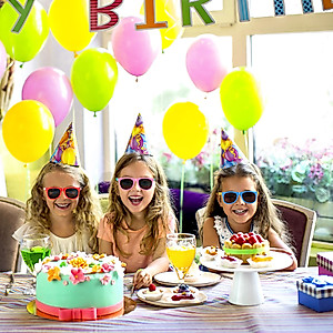 GINMIC Valentines Kids Sunglasses Party Favors, 12Pack Neon for Kids, Boys and Girls, Great Gift Birthday Supplies, Beach, Pool Favors, Fun Gift, Toys, Goody Bag Favors - 80’s Accessories