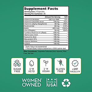 SELF NUTRITION Healthy Aging Supplement for Women with Resveratrol, NAD, Collagen Booster, Biotin and More - Beauty with 12 Ingredients - USA Made, Vegan, 60 Capsules, Nutitionist formulated.