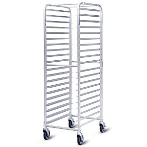 Giantex 20-Tier Kitchen Bun Pan Sheet Rack Aluminum Bakery Rack Home Commercial Kitchen Bakery Cooling Rack w/Wheels 2 Lockable & Open Shelf